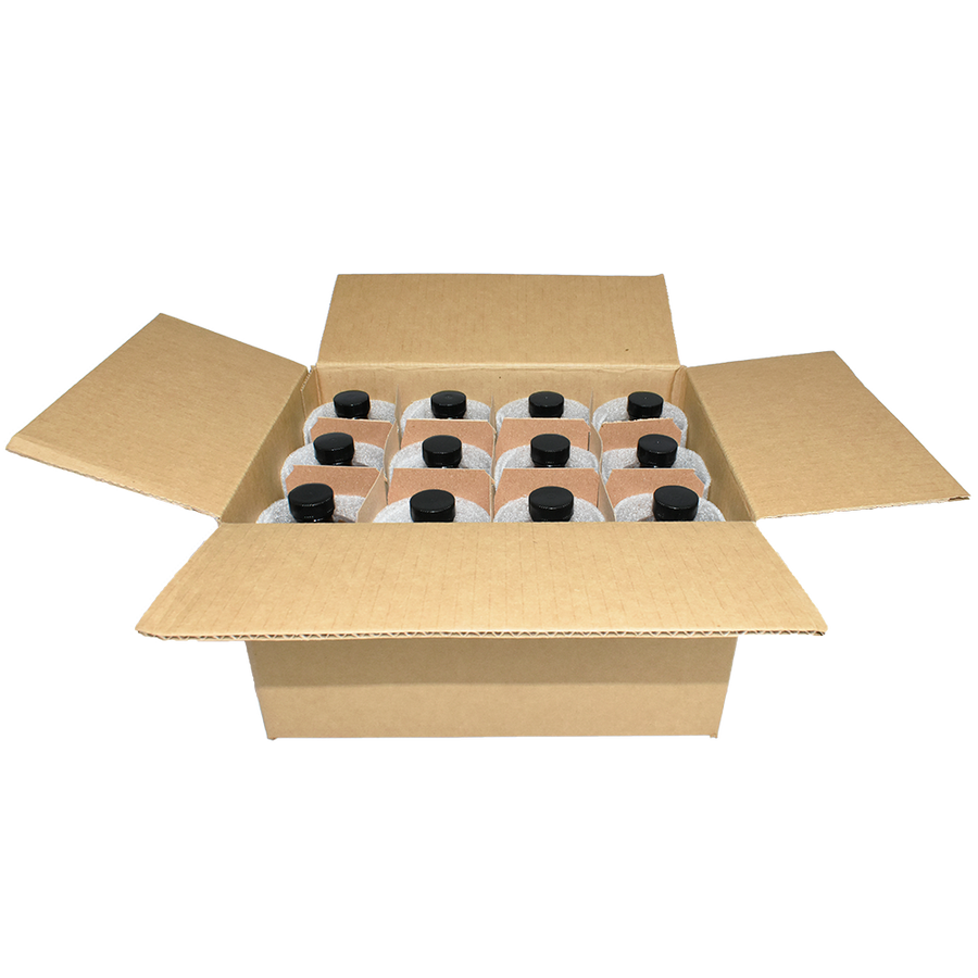 16 oz. Amber Boston Round with Black Poly Cone Cap (28/400) (V23) (V5)