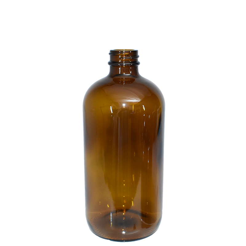 16 oz. Amber Boston Round with Black Poly Cone Cap (28/400) (V23) (V5)