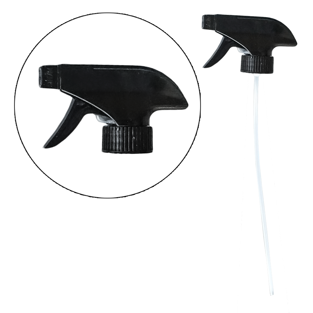 32 oz. Amber Boston Round with Black Trigger Sprayer (28/400) (V8) (V6