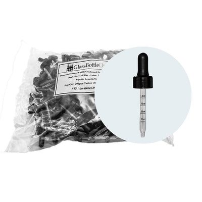 Black Graduated Glass Dropper with Nitrile Rubber (20-400) (1 oz.) (V1