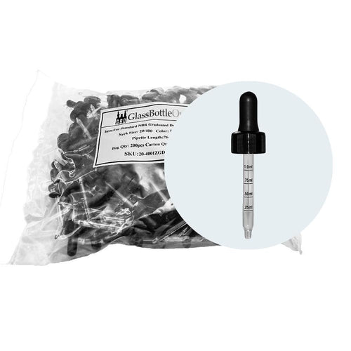 Black Graduated Glass Dropper with Nitrile Rubber (20-400) (1 oz.) (V1