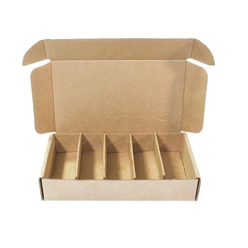 Kraft Corrugated Box with 5 Dividers (Fits 5 1 oz. Boston Round)