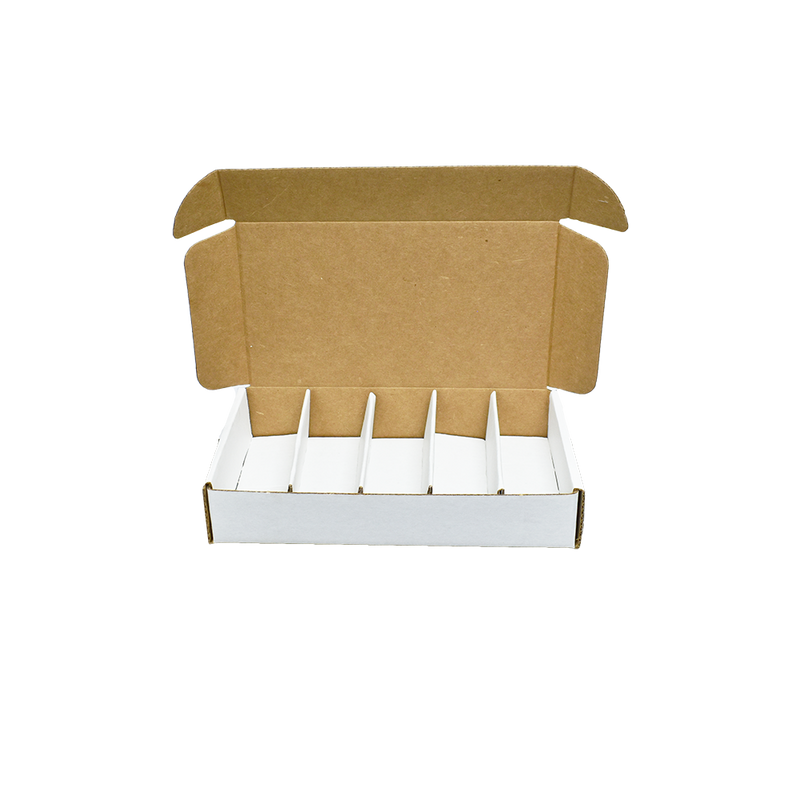White Exterior / Kraft Interior Corrugated Box with 5 Dividers (Fits 5